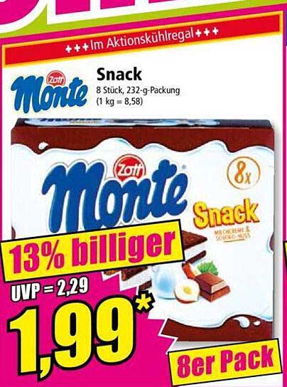 Zott Monte Snack Angebot bei NORMA - 1Prospekte.de