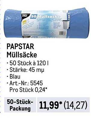 Papstar Müllsäcke Angebot bei METRO - 1Prospekte.de