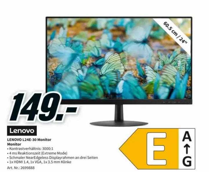 Lenovo L24e-30 Monitor Angebot bei Media Markt