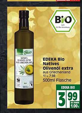 Edeka Bio Natives Olivenöl Extra Angebot bei EDEKA - 1Prospekte.de