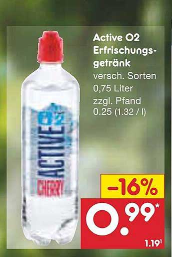 Active O2 Erfrischungs-getränk Angebot bei Netto Marken-Discount ...