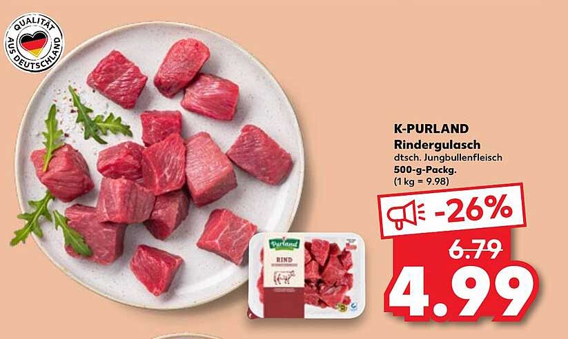 K-purland Rindergulasch Angebot bei Kaufland - 1Prospekte.de