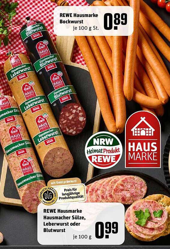 Rewe Hausmarke Schinkenmettwurst Frankfurter Art Angebot bei REWE