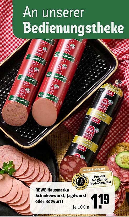 Rewe Hausmarke Schinkenwurst, Jagdwurst Oder Rotwurst Angebot bei REWE ...