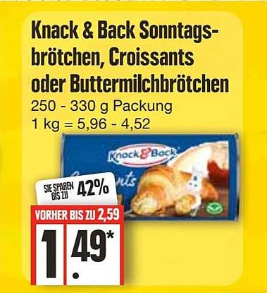 Knack & Back Sonntagsbrötchen, Croissants Oder Buttermilchbrötchen ...