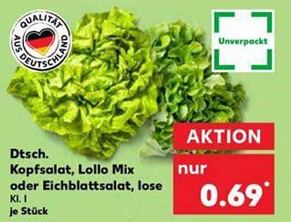 Kopfsalat, Lollo Mix Oder Eichblattsalat, Lose Angebot bei Kaufland