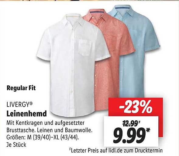 Livergy Leinenhemd Angebot bei Lidl - 1Prospekte.de