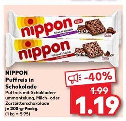 Nippon Puffreis Mit Milch-, Zartbitter Oder Weißer-schokolade Angebot bei E Center