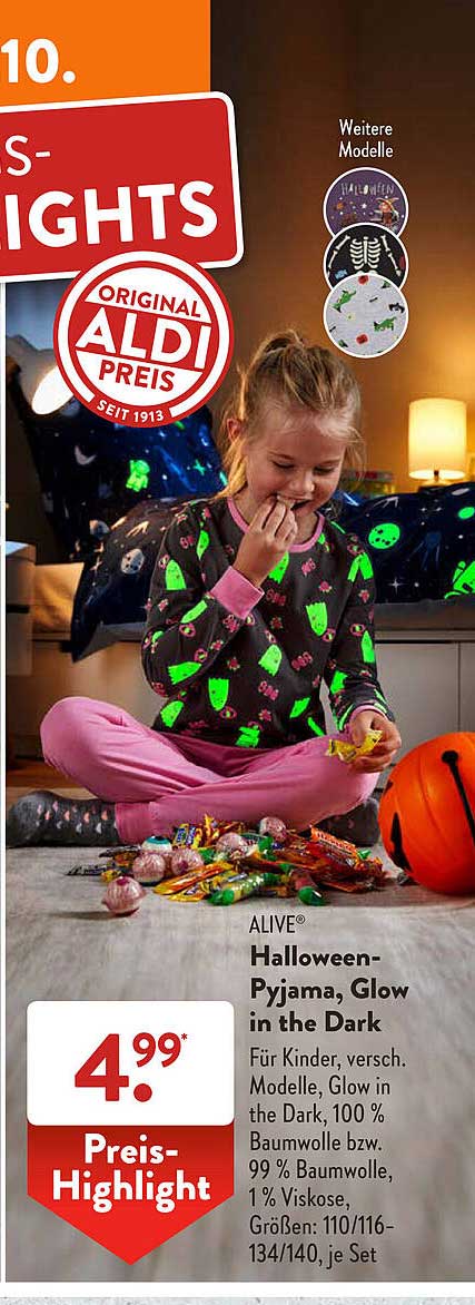 Alive Halloween-pyjama Glow In The Dark Angebot bei ALDI SÜD ...