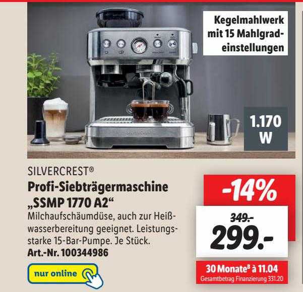 Fabelhafte Silvercrest Profi Siebträgermaschine Ssmp 1770 A2 Bild