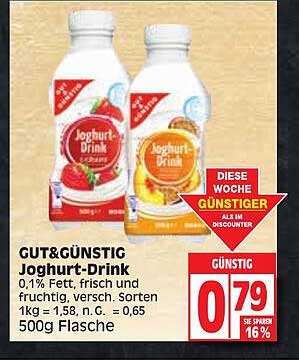 Gut & Günstig Joghurt-drink Angebot bei EDEKA - 1Prospekte.de