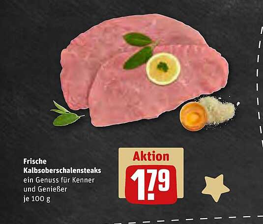 Frische Kalbsoberschalensteaks Angebot bei REWE - 1Prospekte.de