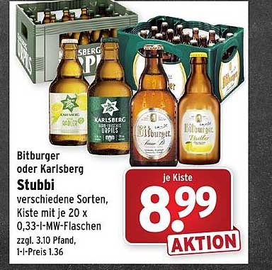 Bitburger Oder Karlsberg Stubbi Angebot bei Wasgau - 1Prospekte.de