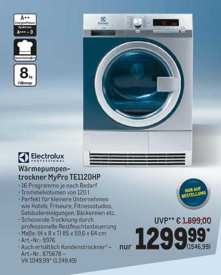 Electrolux Wärmepumpentrockner Mypro Te112hp Angebot bei METRO