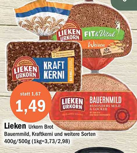 Lieken Urkorn Brot Bauernmild, Kraftkerni Und Weitere Sorten Angebot ...