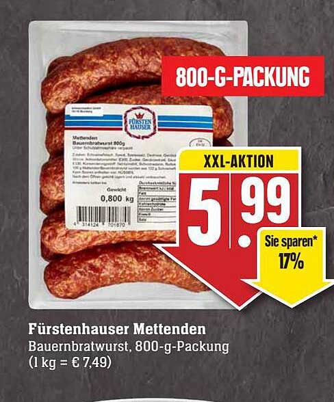 Fürstenhauser Mettenden Angebot bei Scheck-in-Center - 1Prospekte.de