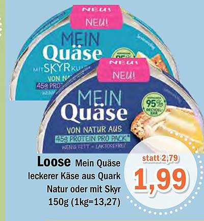 Loose Mein Quäse Leckerer Käse Aus Quark Natur Oder Mit Skyr Angebot ...