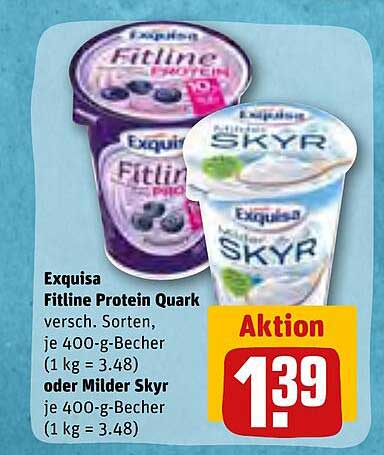 Exquisa Fitline Protein Quark Oder Milder Skyr Angebot bei REWE ...