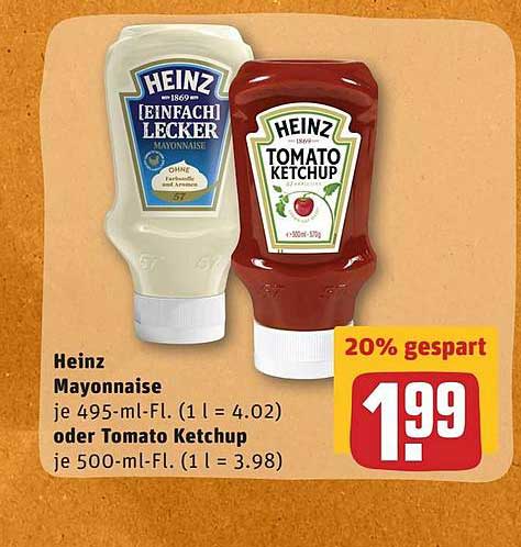 Heinz Mayonnaise Oder Tomato Ketchup Angebot bei REWE - 1Prospekte.de