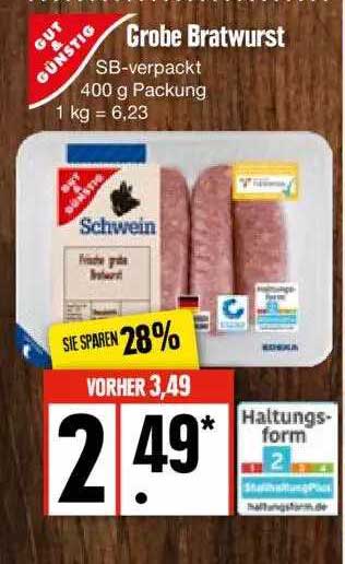 Gut & Günstig Grobe Bratwurst Angebot bei EDEKA