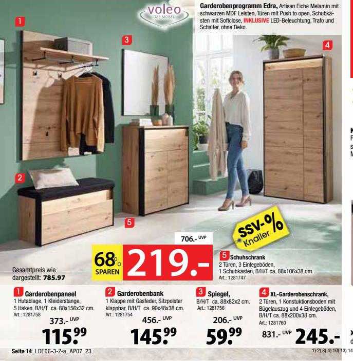 Voleo Garderobenprogramm Edra Angebot bei Zurbrüggen - 1Prospekte.de