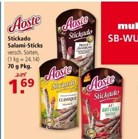 Aoste Stickado Salami-sticks Angebot bei Penny