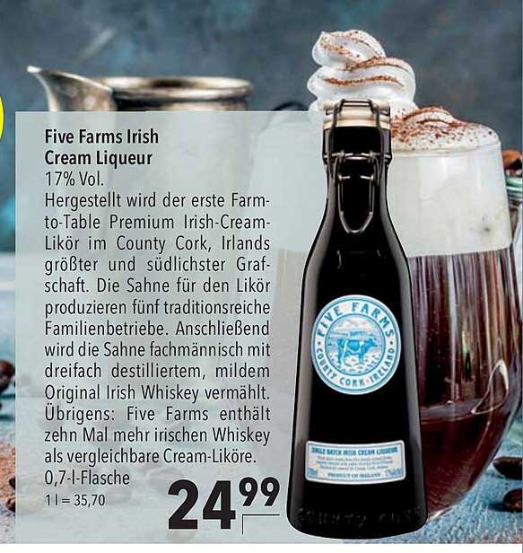Five Farms Irish Cream Liqueur Angebot bei CITTI Markt - 1Prospekte.de