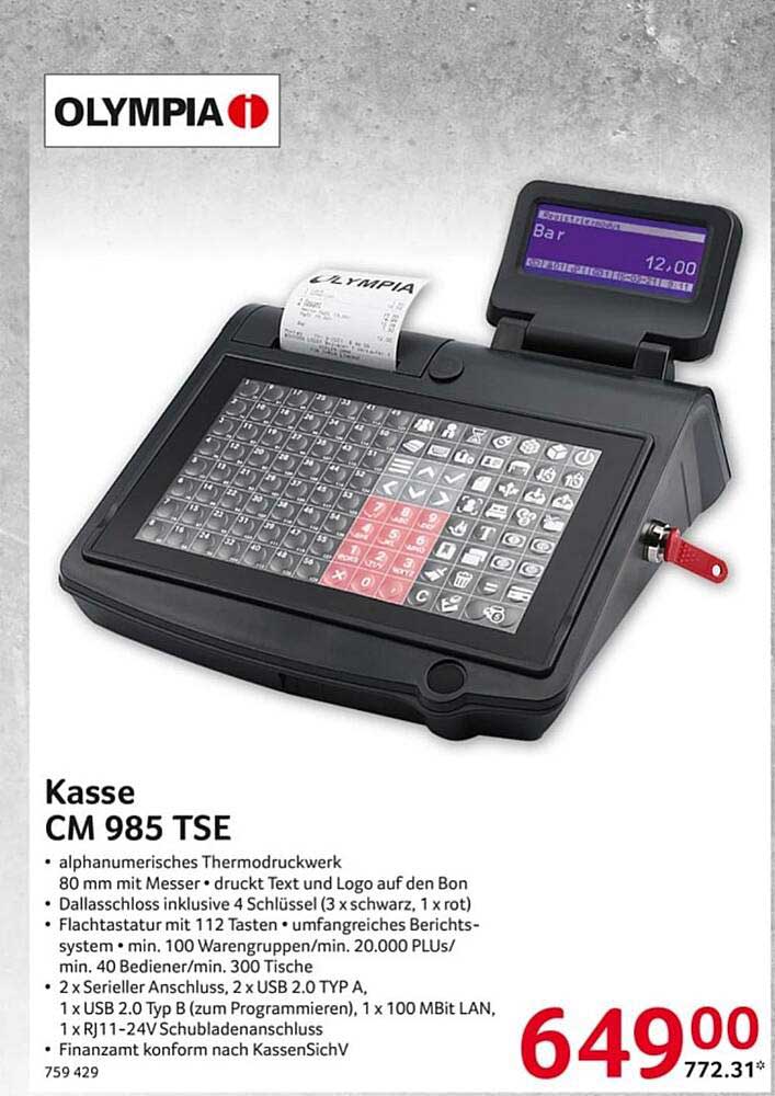 Kasse Olympia Cm955 Tse Angebot bei Selgros