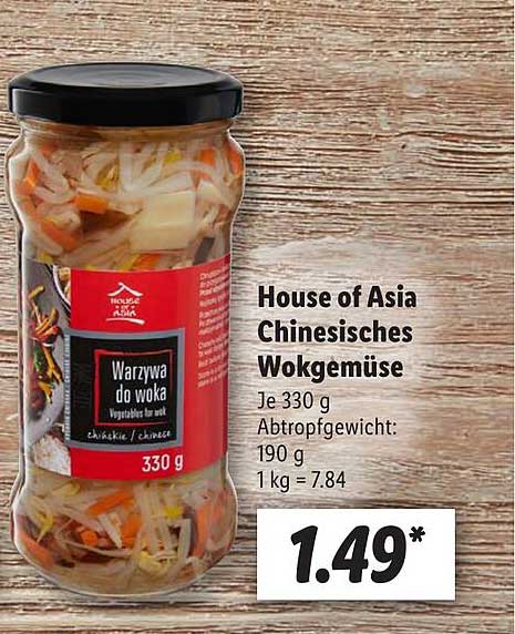 House Of Asia Chinesisches Wokgemüse Angebot bei Lidl - 1Prospekte.de
