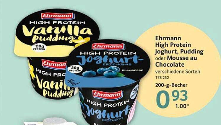 Ehrmann High Protein Joghurt, Pudding Oder Mousse Au Chocolate Angebot ...