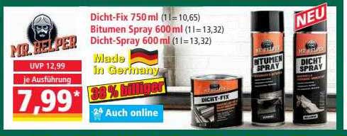 Mr. Helper Dicht-fix Bitumen Spray Dicht-spray Angebot bei NORMA ...