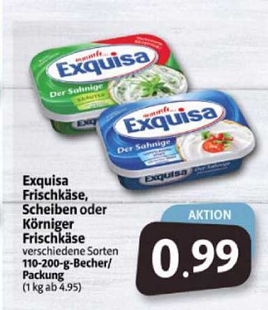 Exquisa Frischkäse Scheiben Oder Körniger Frischkäse Verschiedene ...