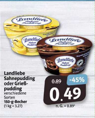 Landliebe Sahnepudding Oder Grieß-pudding Verschiedene Sorten Angebot ...