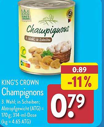 King's Crown Champignons Angebot bei ALDI Nord - 1Prospekte.de