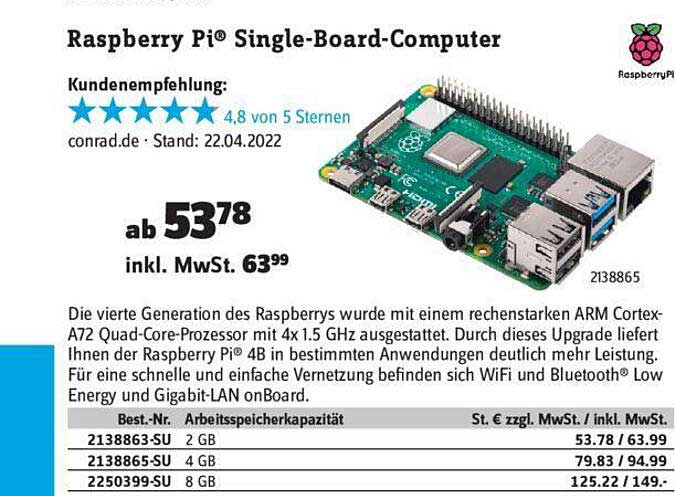 Raspberry Pi Single-board-computer Angebot bei Conrad - 1Prospekte.de