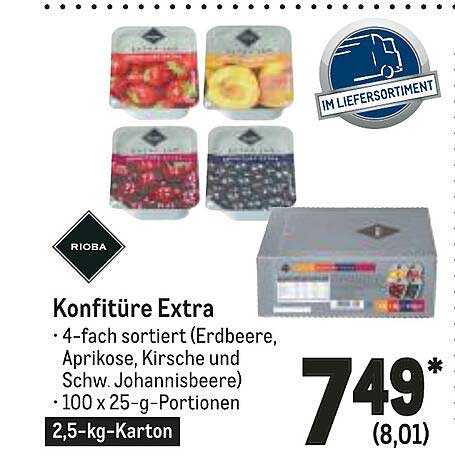 Rioba Konfitüre Extra Angebot bei METRO - 1Prospekte.de