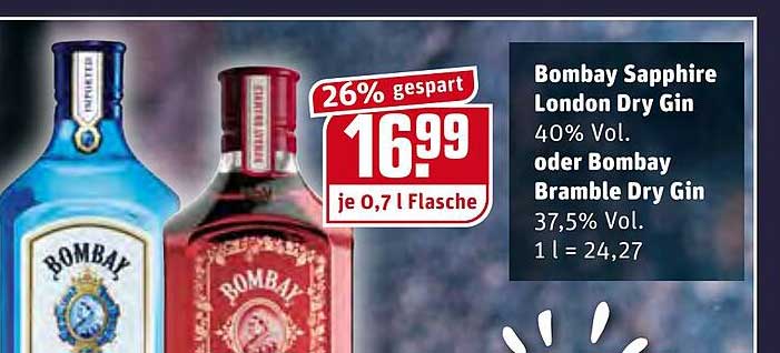 Bombay Sapphire London Dry Gin Oder Bombay Bramble Dry Gin Angebot bei ...