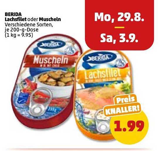 Berida Lachsfilet Oder Muscheln Angebot bei Penny - 1Prospekte.de