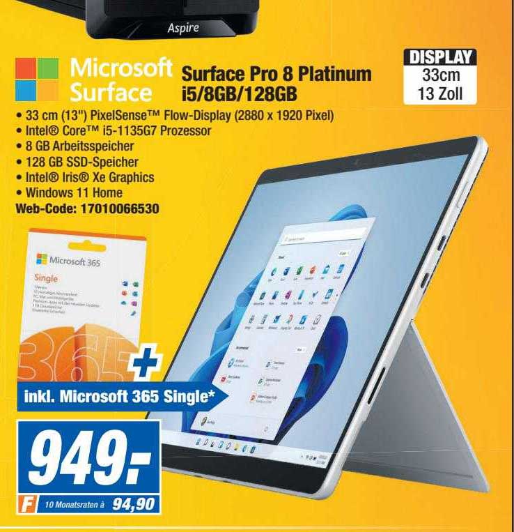 Microsoft Surface Surface Pro 8 Platinum I5 8gb 128gb Angebot bei ...