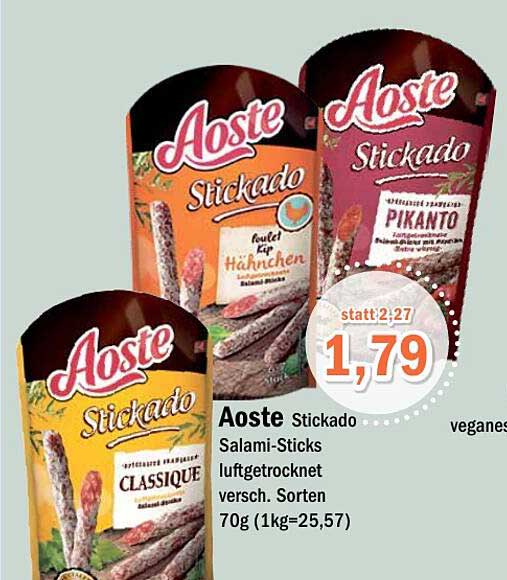 Aoste Stickado Salami-sticks Angebot bei Penny
