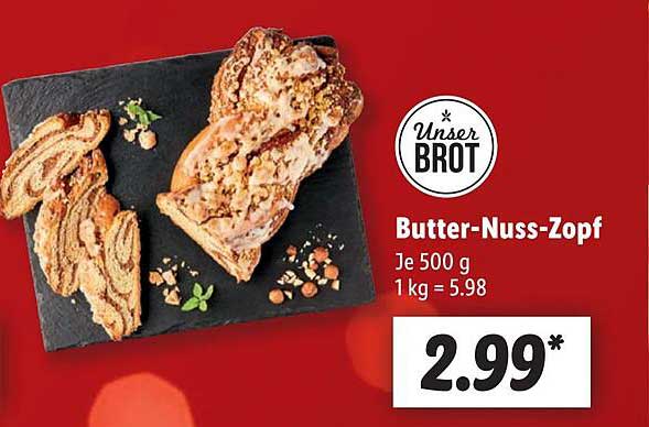 Butter-nuss-zopf Angebot bei Lidl - 1Prospekte.de