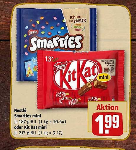 Nestlé Smarties Mini Oder Kit Kat Mini Angebot bei REWE - 1Prospekte.de