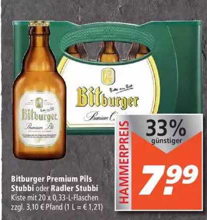 Bitburger Premium Pils Stubbi Oder Radler Stubbi Angebot bei Marktkauf ...
