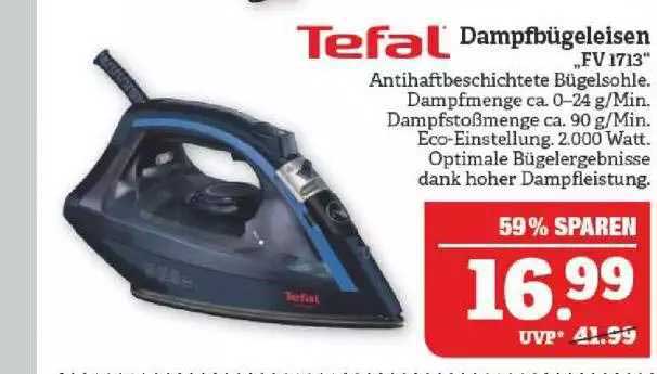 Tefal Dampfbügeleisen „fv1713“ Angebot bei Marktkauf - 1Prospekte.de