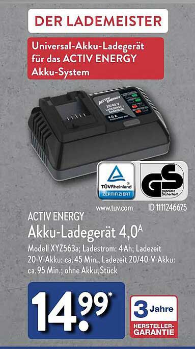 Activenergy Akku-ladegerät, 4,0 Angebot bei ALDI Nord - 1Prospekte.de
