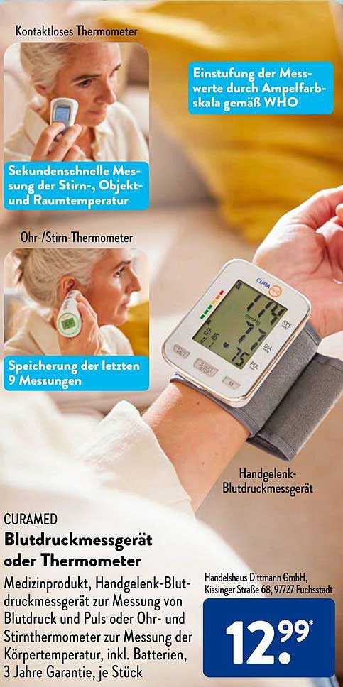Curamed Blutdruckmessgerät Oder Thermometer Angebot bei ALDI SÜD ...