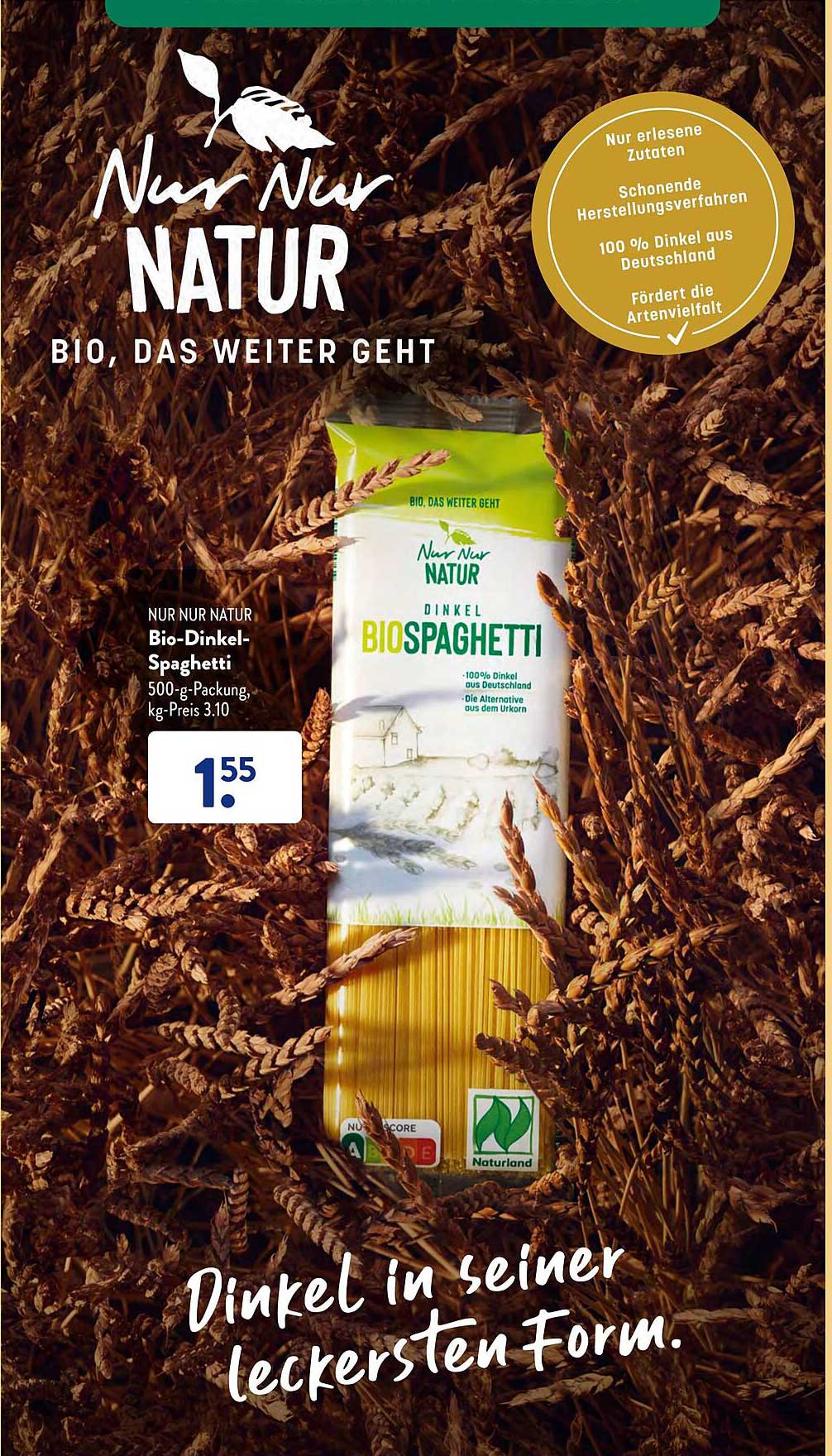 Nur Nur Natur Bio-dinkel-spaghetti Angebot bei ALDI SÜD - 1Prospekte.de