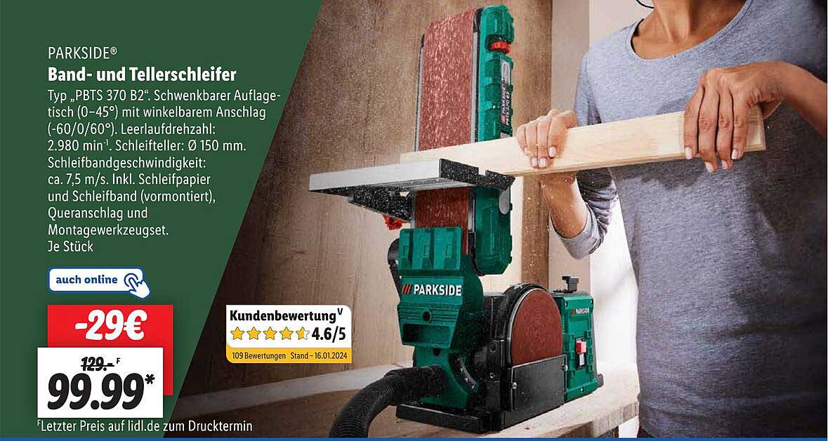 Parkside Band- Und Tellerschleifer Angebot bei Lidl - 1Prospekte.de