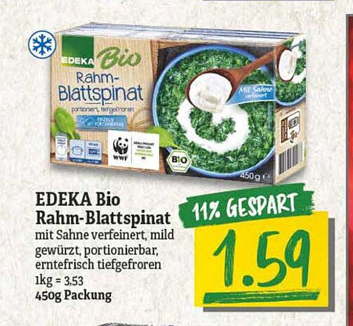 Edeka Bio Rahm-blattspinat Angebot bei EDEKA
