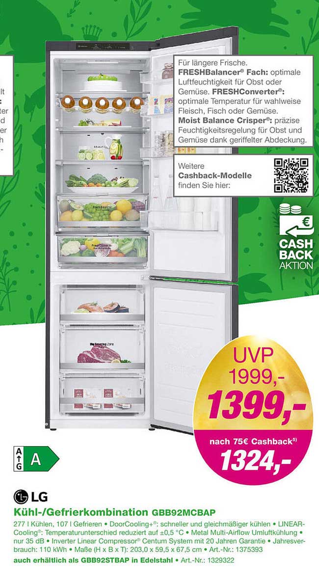 Lg Kühl- Gefrierkombination Gbb92mcbap Angebot bei EP - 1Prospekte.de